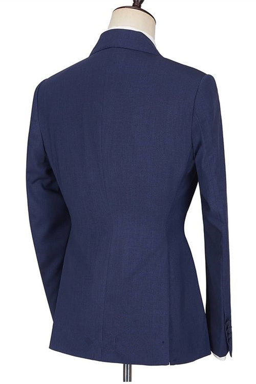 Brycen Dark Navy Bespoke Peaked Lapel Ruffles Men Suits | Allaboutsuit