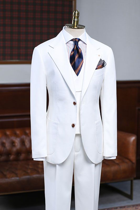 August Stylish White 3 Pieces Slim Fit Custom Business Suit | Allaboutsuit