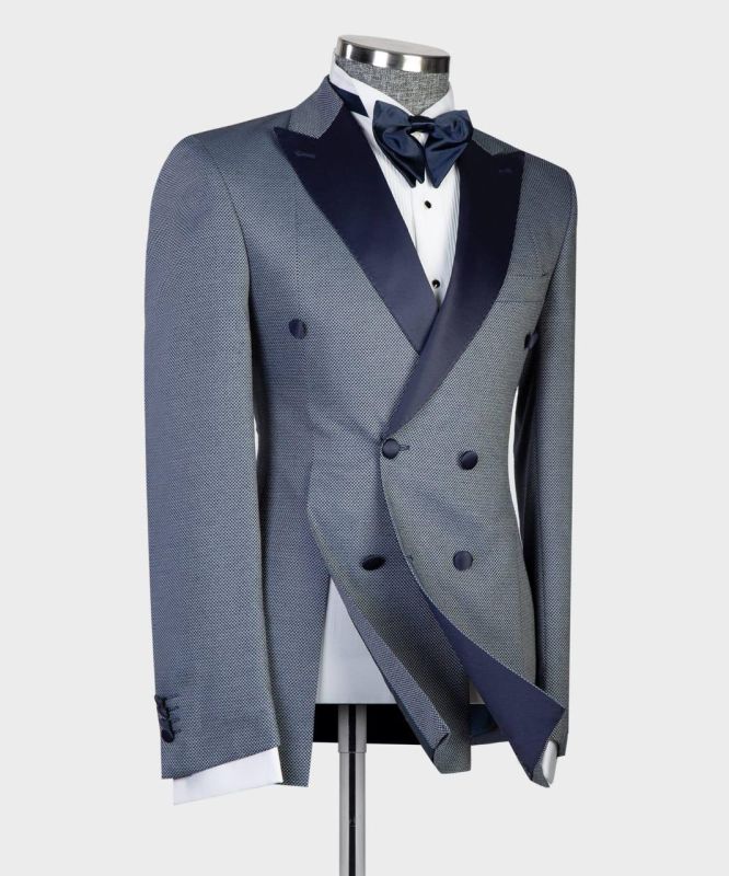 Harold Fashion Grey Double Breasted Peaked Lapel Men Suits | Allaboutsuit
