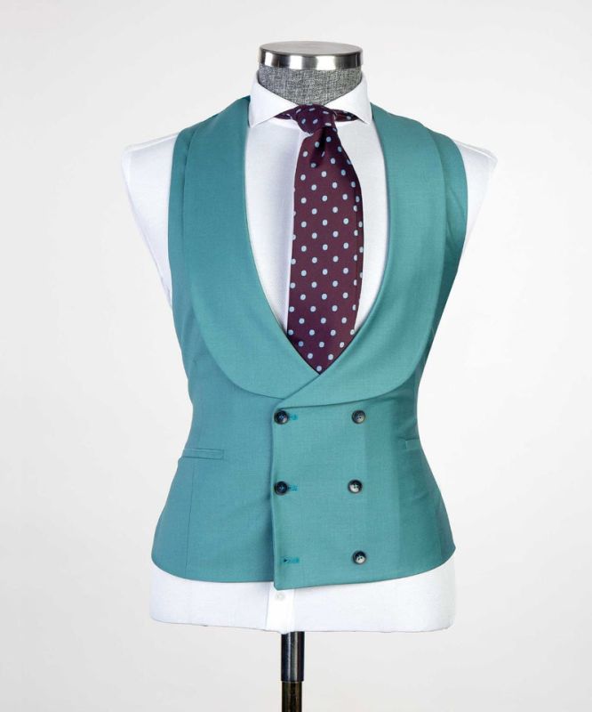 Ebenezer Green Fashion Peaked Lapel Two Buttons 3-Pieces Men Suits ...