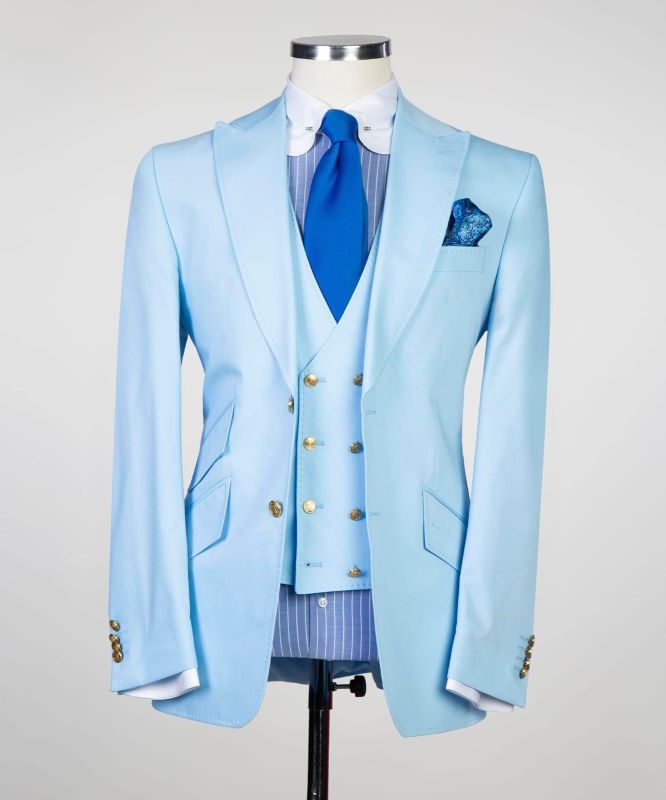 Sky blue 3 piece suit wedding | Beachweddingtips.com
