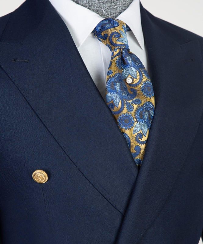 Antony New Arrival Navy Double Breasted Slim Fit Bespoke Prom Men Suits ...