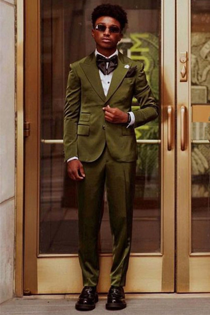 Evan Cool Lime Green Peaked Lapel Close Fitting Prom Men Suit ...