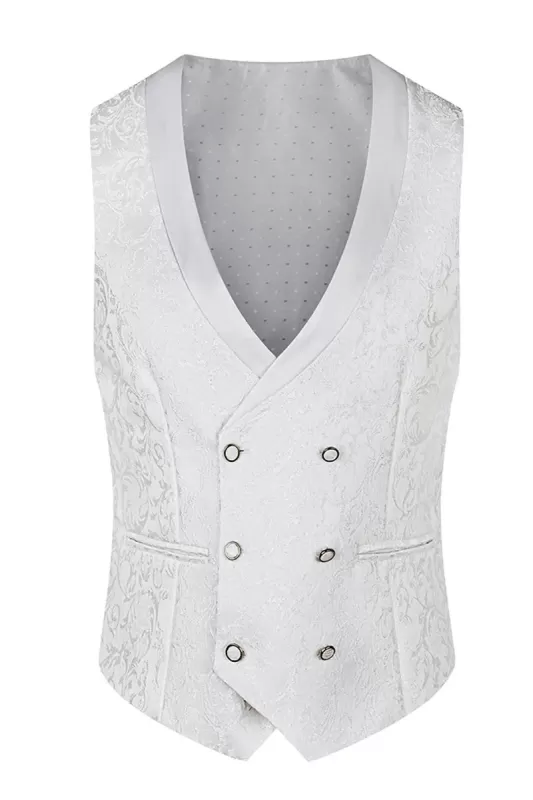 Louis Gentle White Shawl Lapel Three Pieces Jacquard Prom Suits ...