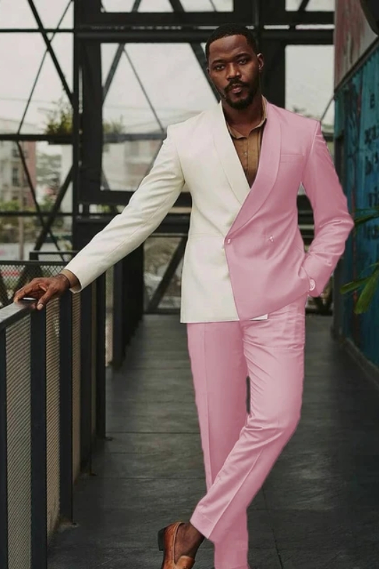 Joseph Classical Pink Shawl Lapel Double Breasted Prom Suits | Allaboutsuit