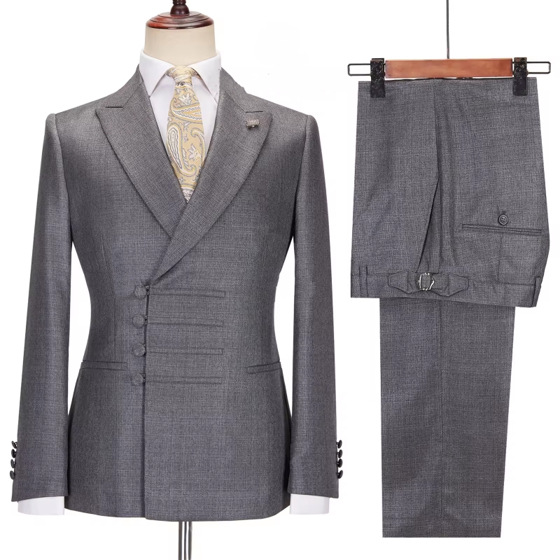 Maggie Classical Gray Peaked Lapel Bespoke Business Suits | Allaboutsuit