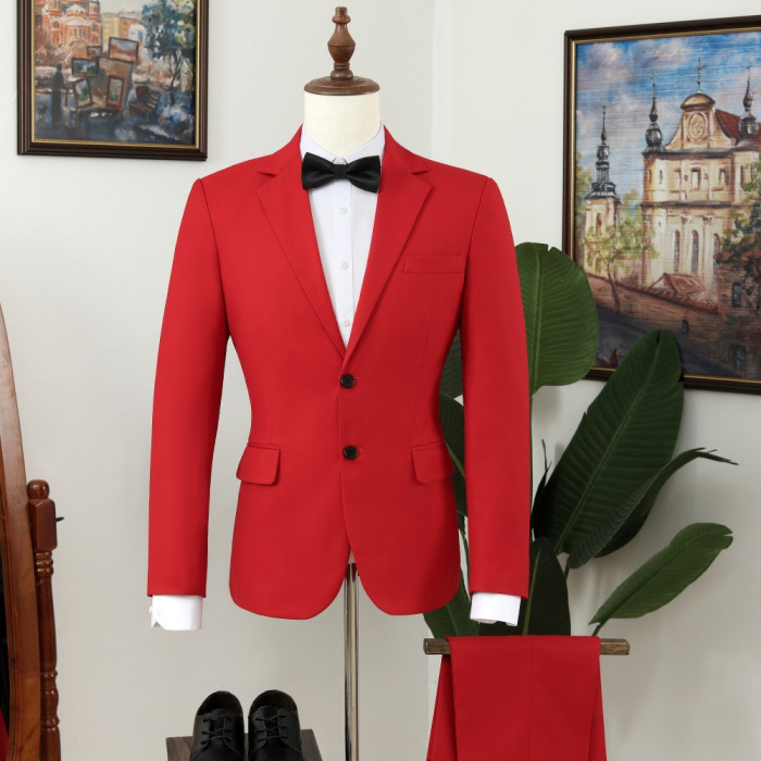 Nicholas Hot Red Notched Lapel Close Fitting Prom Men Suits | Allaboutsuit