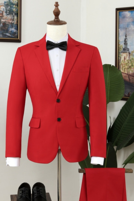 Nicholas Hot Red Notched Lapel Close Fitting Prom Men Suits | Allaboutsuit