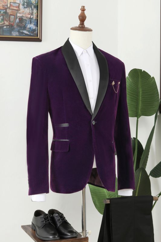 Nathan Gentle Purple Shawl Lapel Sequins Prom Men Suits | Allaboutsuit