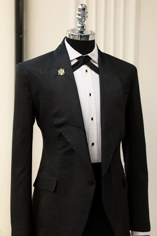 Reuben Black Peaked Lapel Bespoke Prom Suits | Allaboutsuit