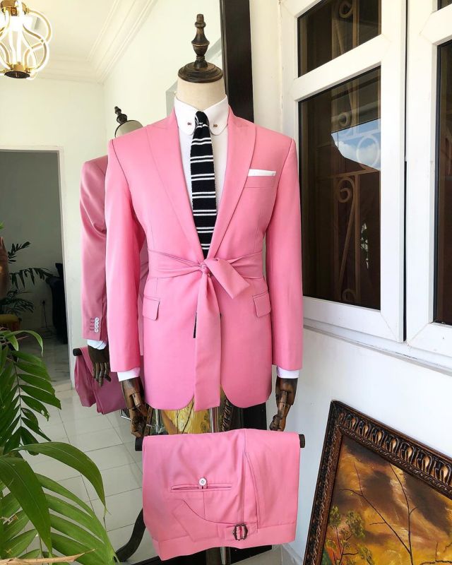 Reg Chic Pink Peaked Lapel Prom Suits | Allaboutsuit