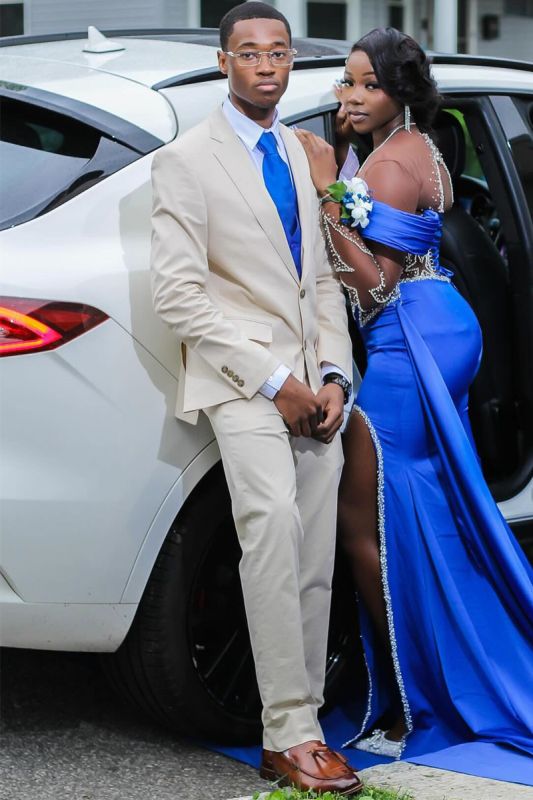 Theodore Off White Notched Lapel Bespoke Prom Suits | Allaboutsuit