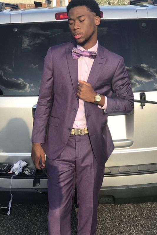 Winfred Dark Purple Peaked Lapel Two Button Prom Men Suits | Allaboutsuit