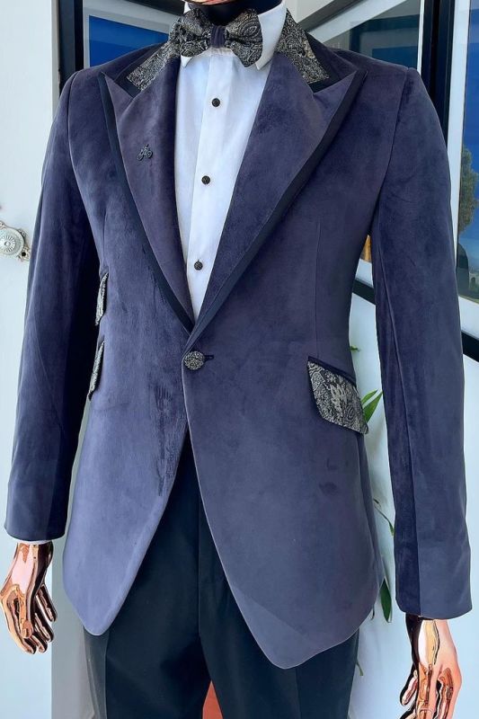 Carter 2 Piece Dust Purple One Button Velvet Latest Prom Suit for ...
