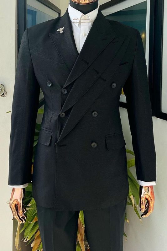 Murphy Stylish Three Layers Lapel Black Business Formal Suits ...