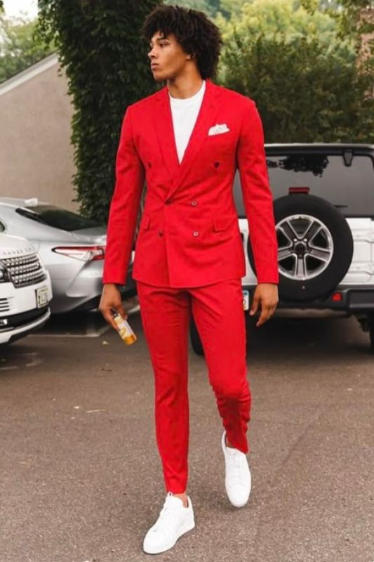 Passionate Red Double Breasted Prom Suits Outfit | Allaboutsuit