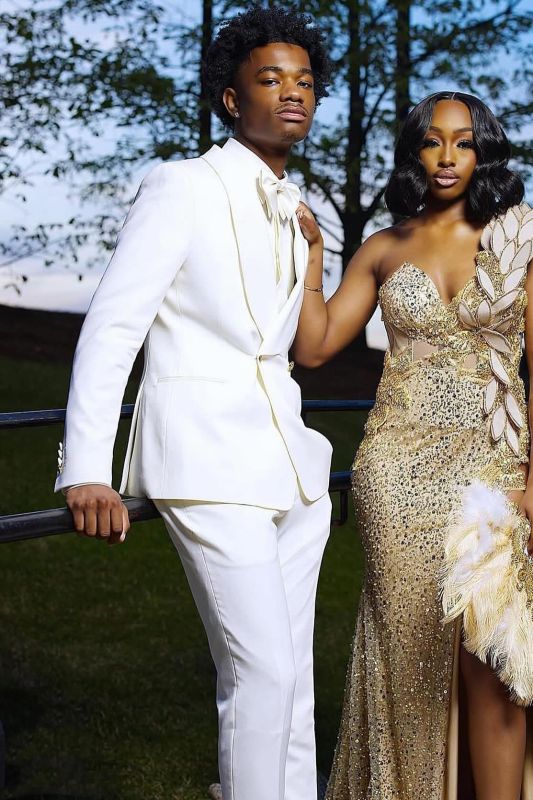 Bard White Shawl Lapel Double Breasted Prom Suits With Two Vents ...