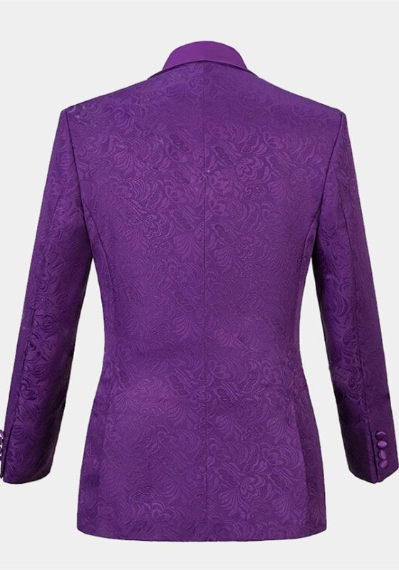Vintage Jacquare Violet Men Suits | 3 Pieces Prom Suits | Allaboutsuit
